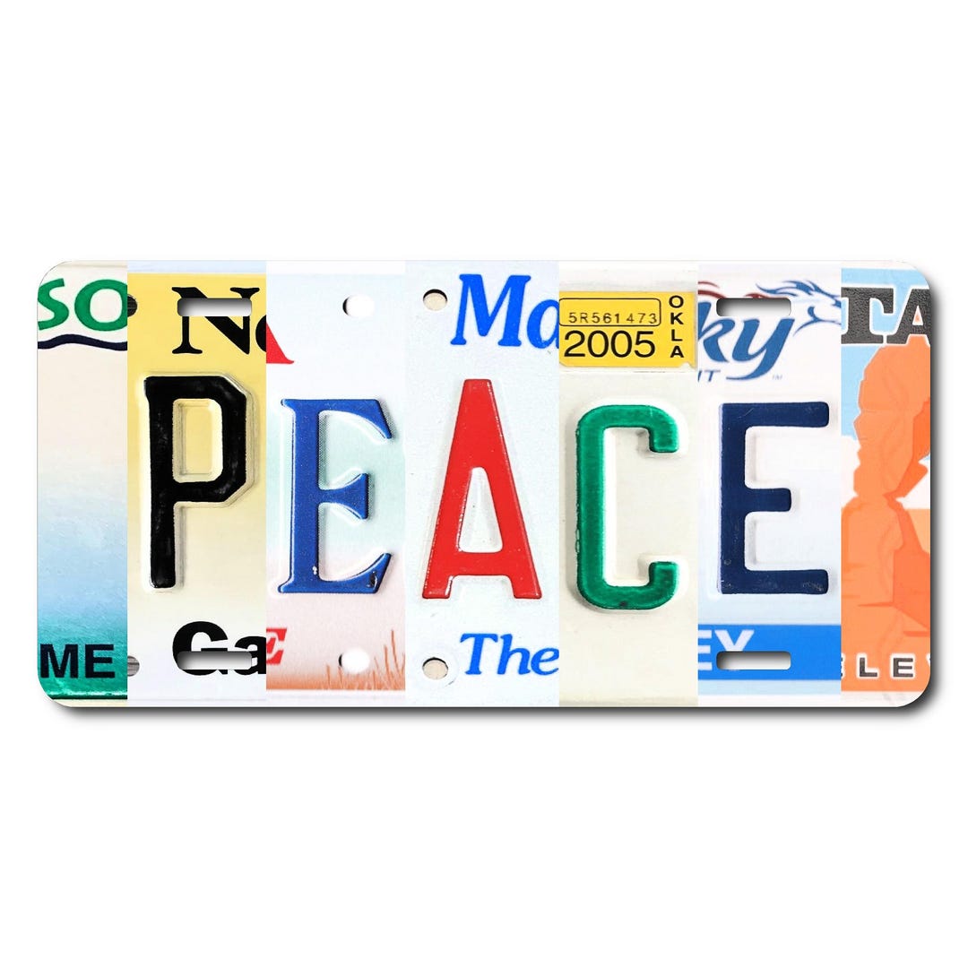 PEACE License Plate Art: Inspirational Aluminum Car Tag, Positive Wall ...