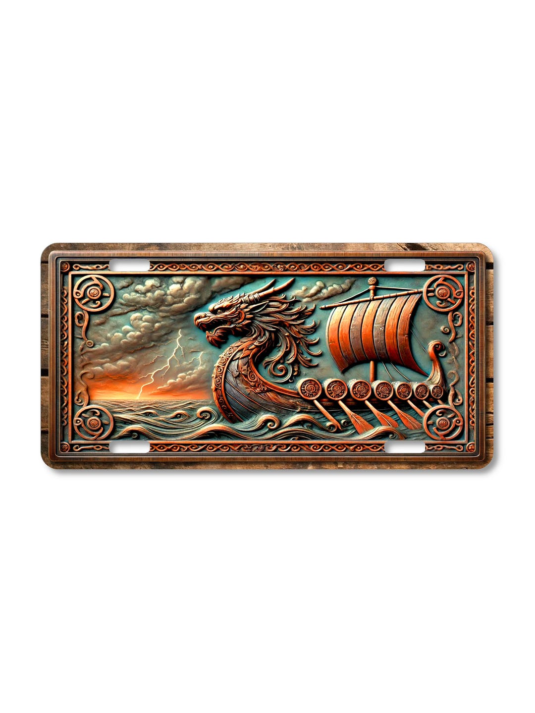 Viking Longship Dragon License Plate - Flat Printed Car Tag - Etsy