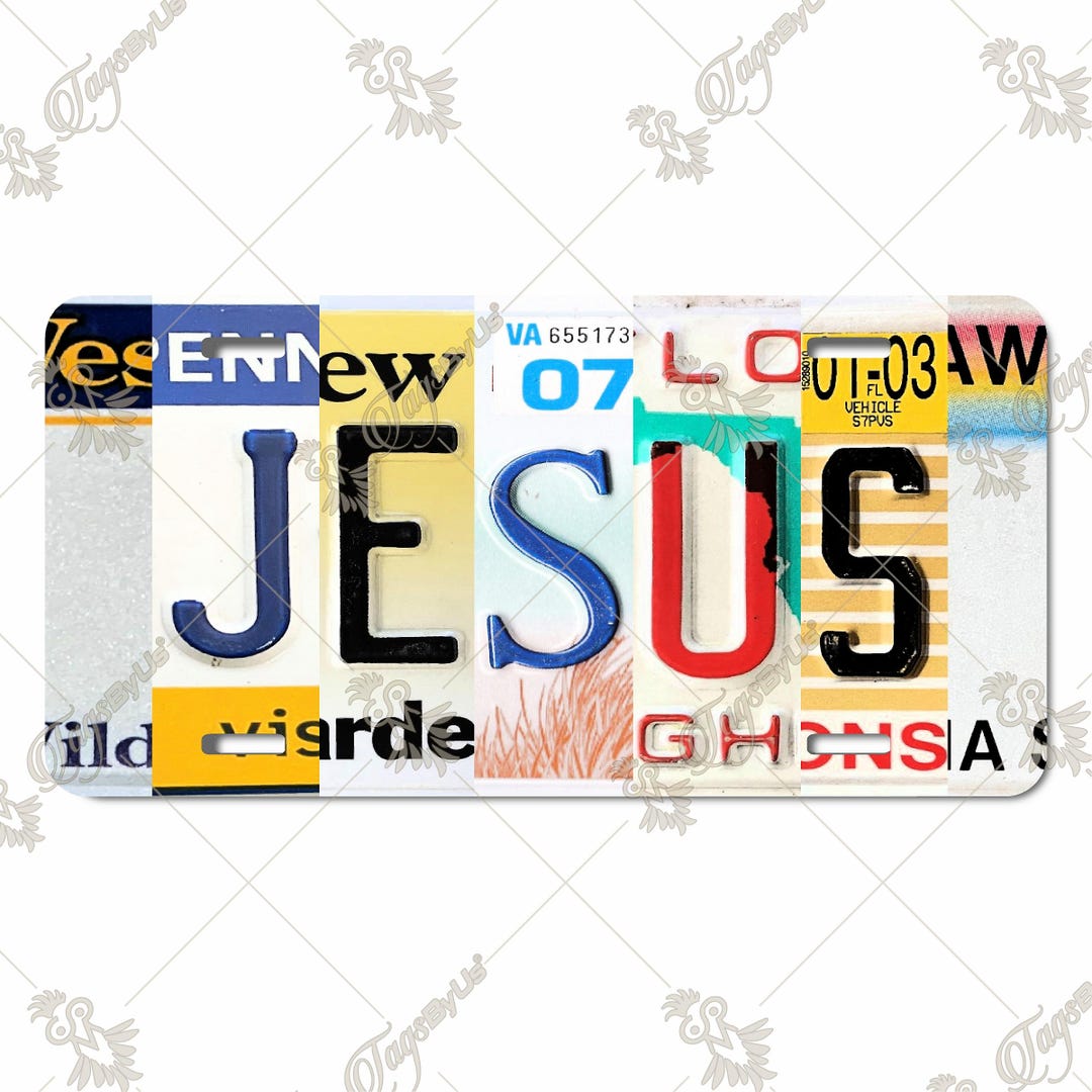 Jesus License Plate – Christian Auto Tag – Vintage Style Faith Sign ...