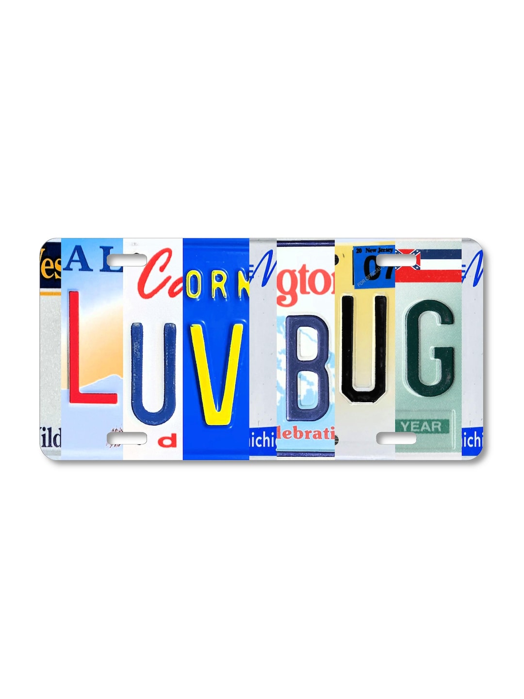 Luv Bug License Plate – Fun Letter Art Aluminum Car Tag Wall Décor Gift ...