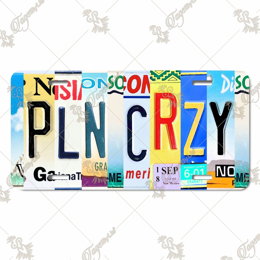 Plain Crazy Letter Art License Plate With Optional Matching Key Chain ...