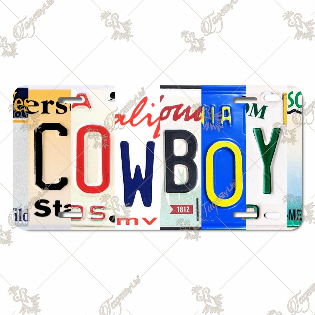 Cowboy Letter Art License Plate With Optional Matching Key Chain - Etsy