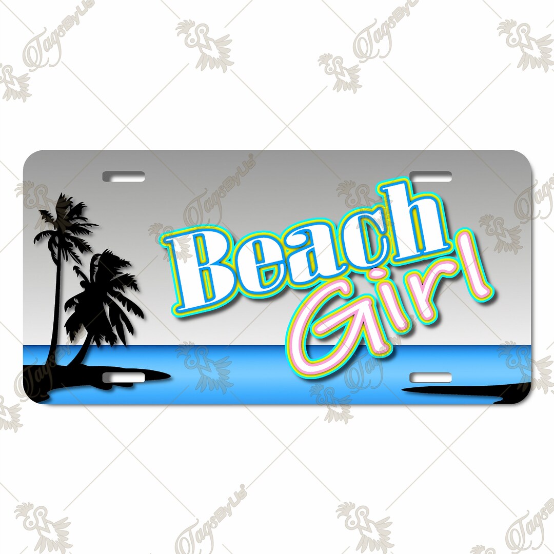 Tropical Beach Girl License Plate With Optional Matching Key Chain - Etsy