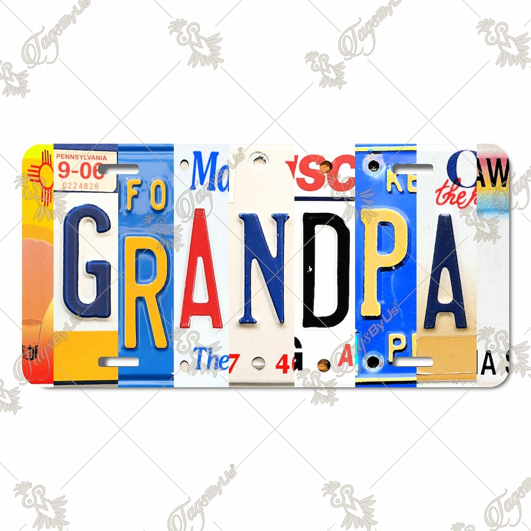 Grandpa License Plate – Gift for Grandpa – Vintage Style Auto Tag – Car ...