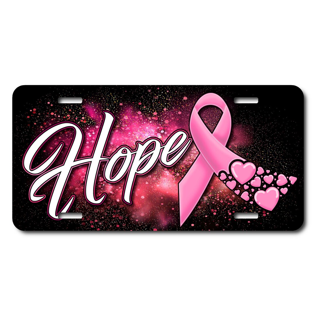 Hope Breast Cancer Awareness License Plate – Pink Ribbon Aluminum Car ...