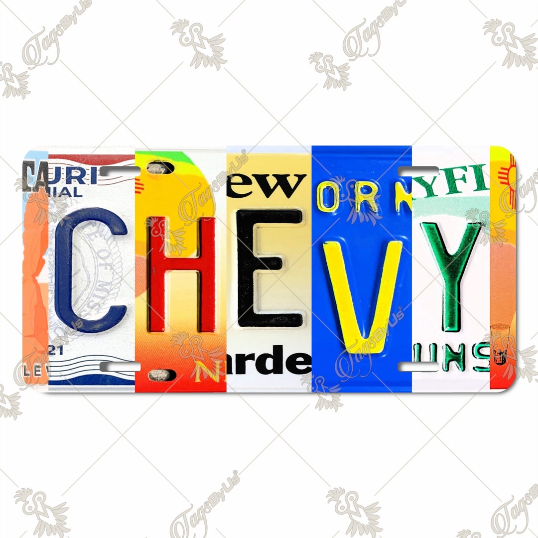 Chevy Letter Art License Plate With Optional Matching Key Chain - Etsy