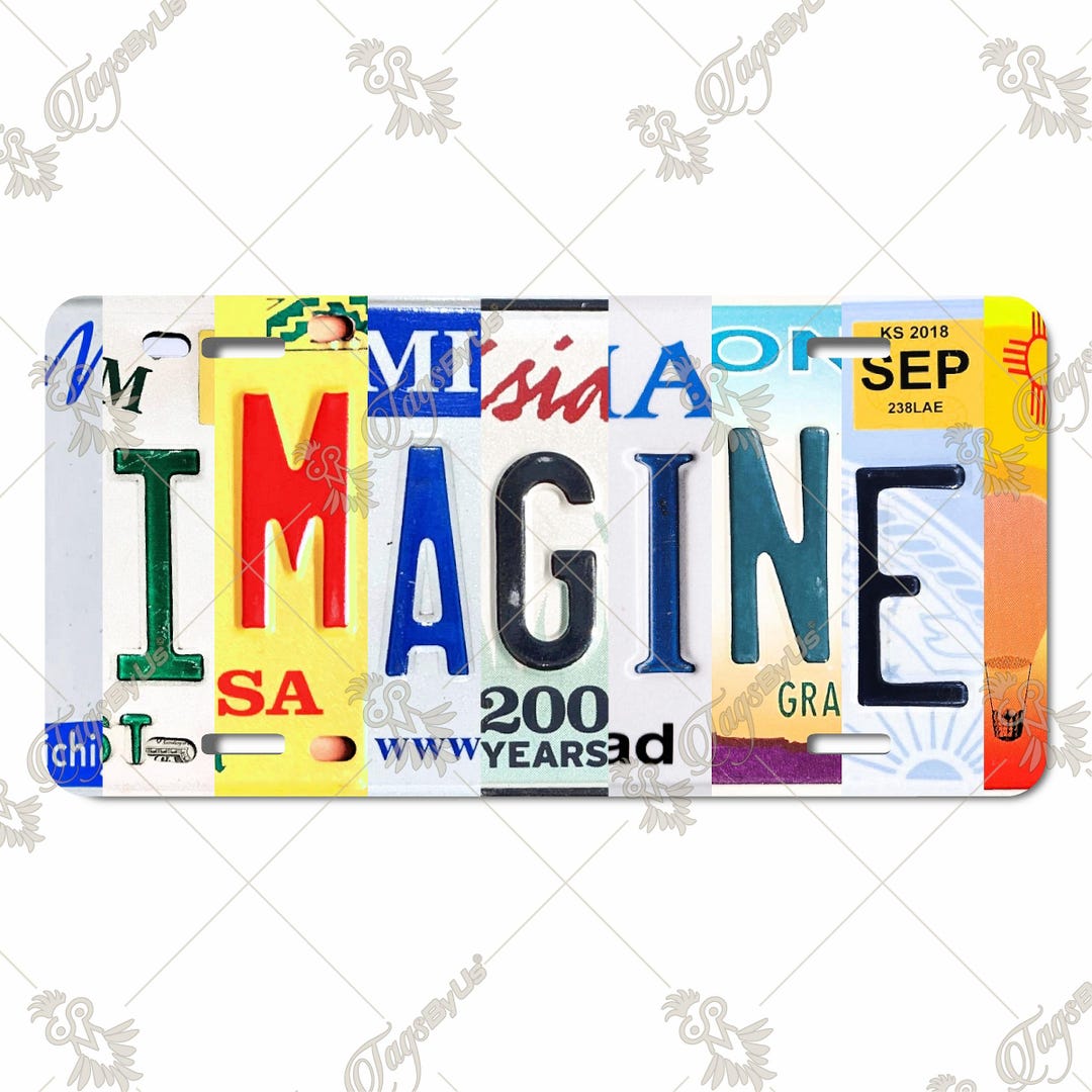 Imagine License Plate – Inspirational Auto Tag – Vintage Style ...