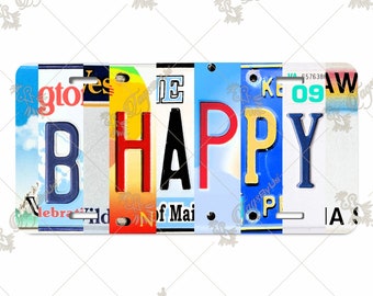 Happy License Plate - Etsy