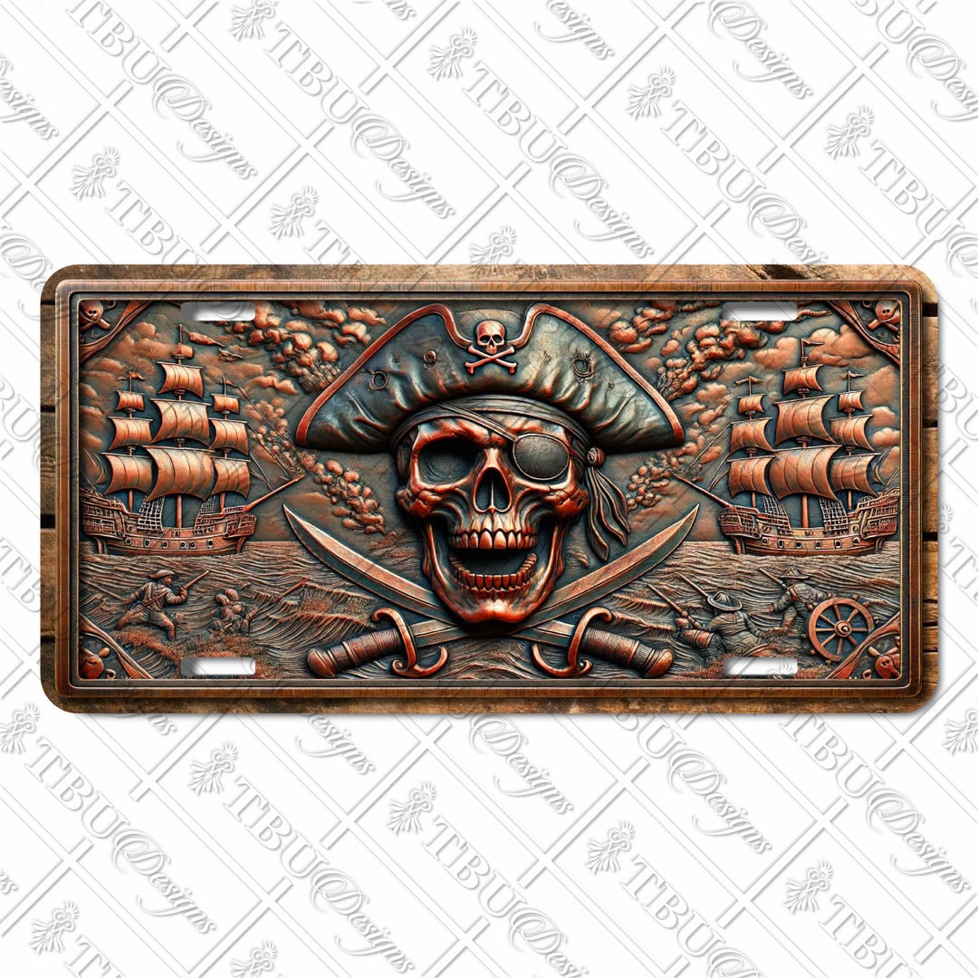 Fierce Pirate Skull and Crossed Swords Sublimation Printed Aluminum ...
