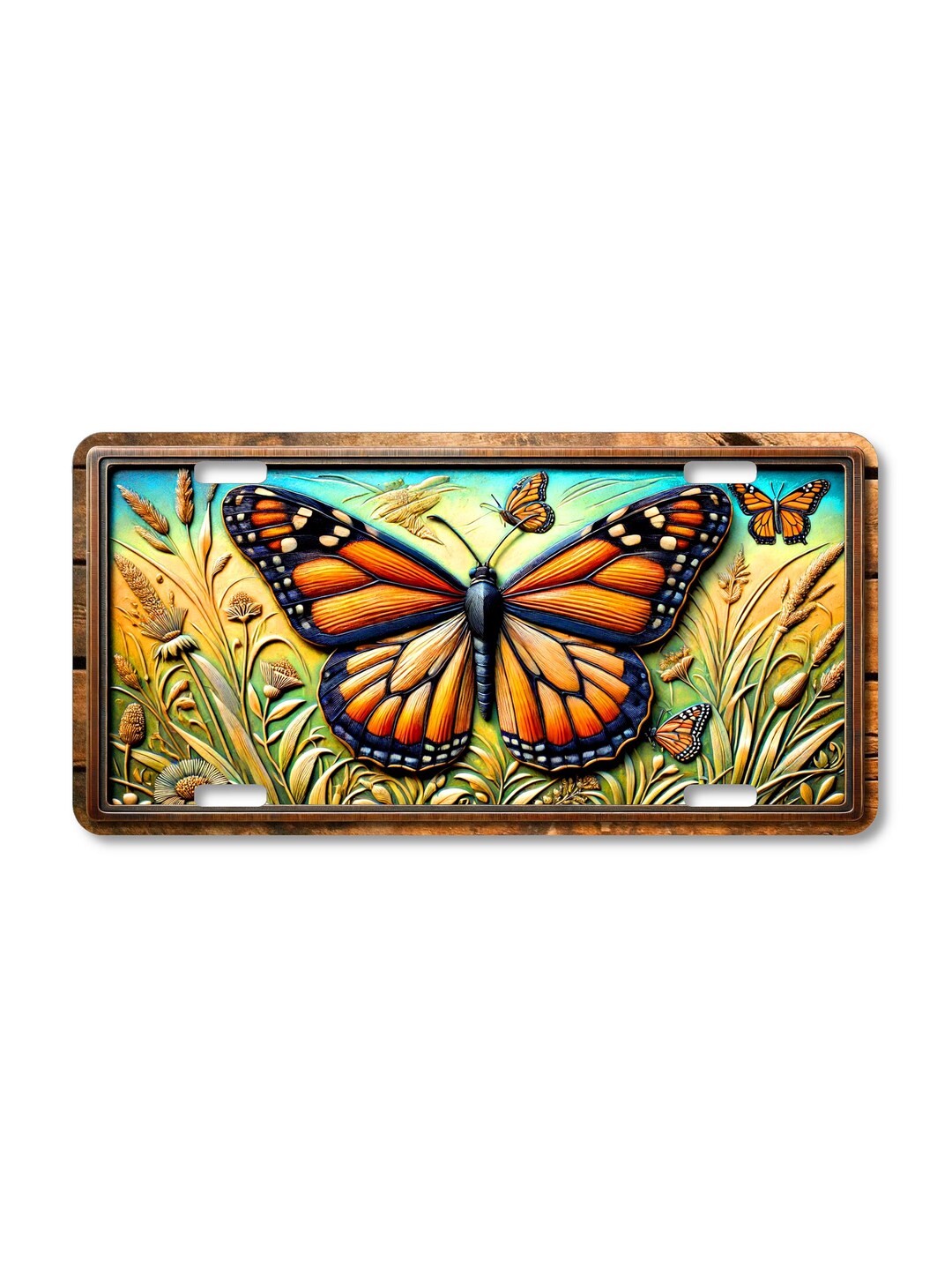 Monarch Butterfly License Plate - Floral Meadow Car Tag - Etsy