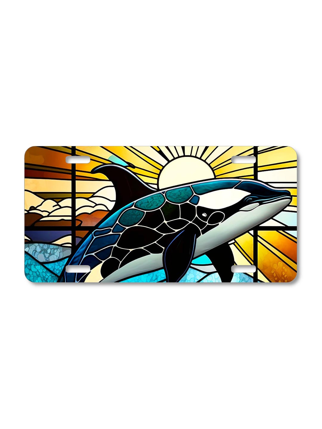 Orca on Stained Glass License Plate - Etsy