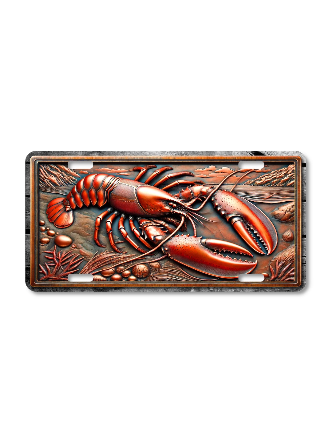 Lobster License Plate: Embossed-look Coastal Car Tag, Nautical Wall ...