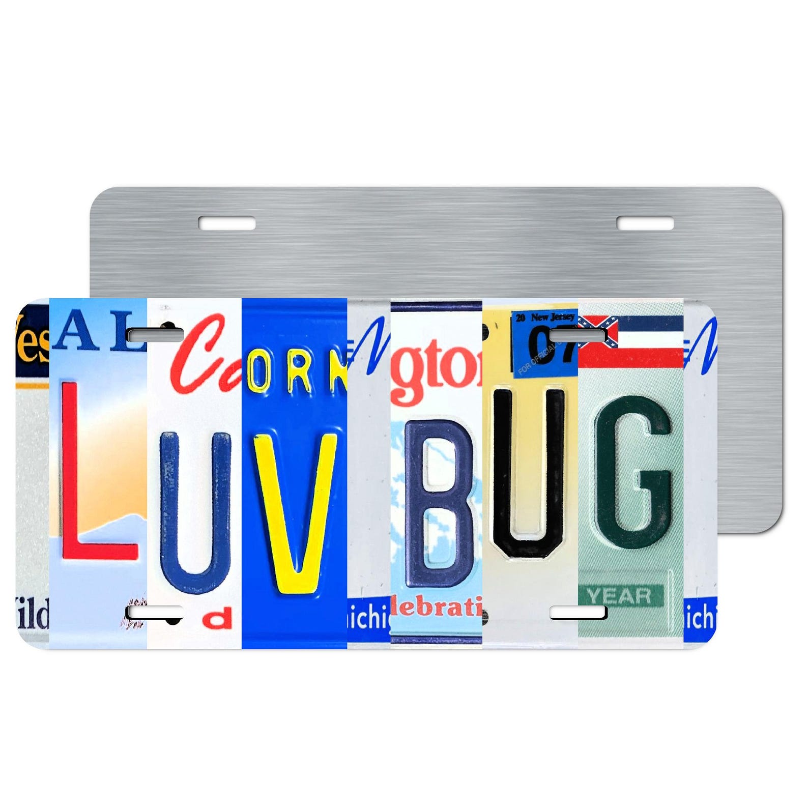 Luv Bug License Plate – Fun Letter Art Aluminum Car Tag Wall Décor Gift ...