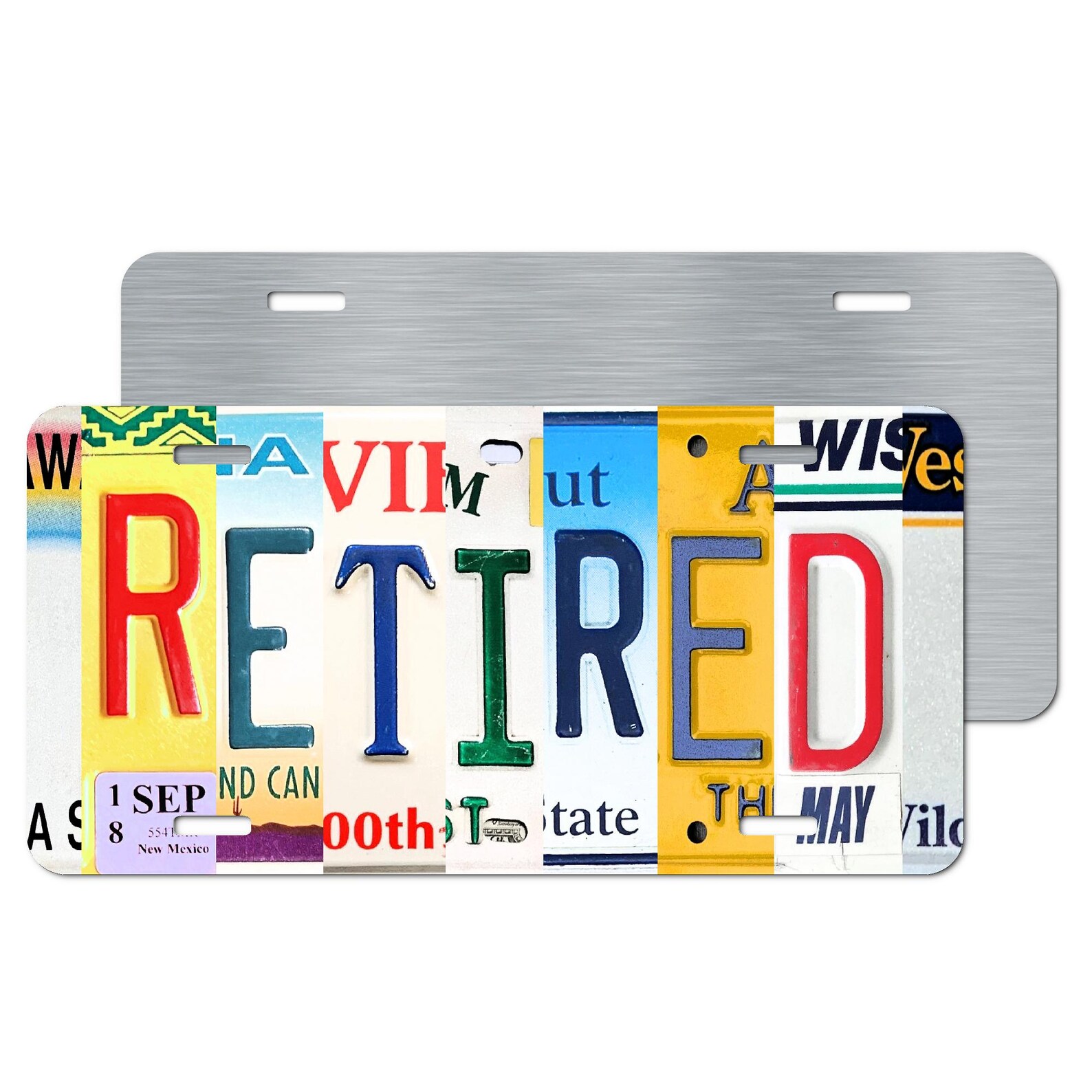 Retired License Plate – Retirement Letter Art Aluminum Car Tag Wall ...