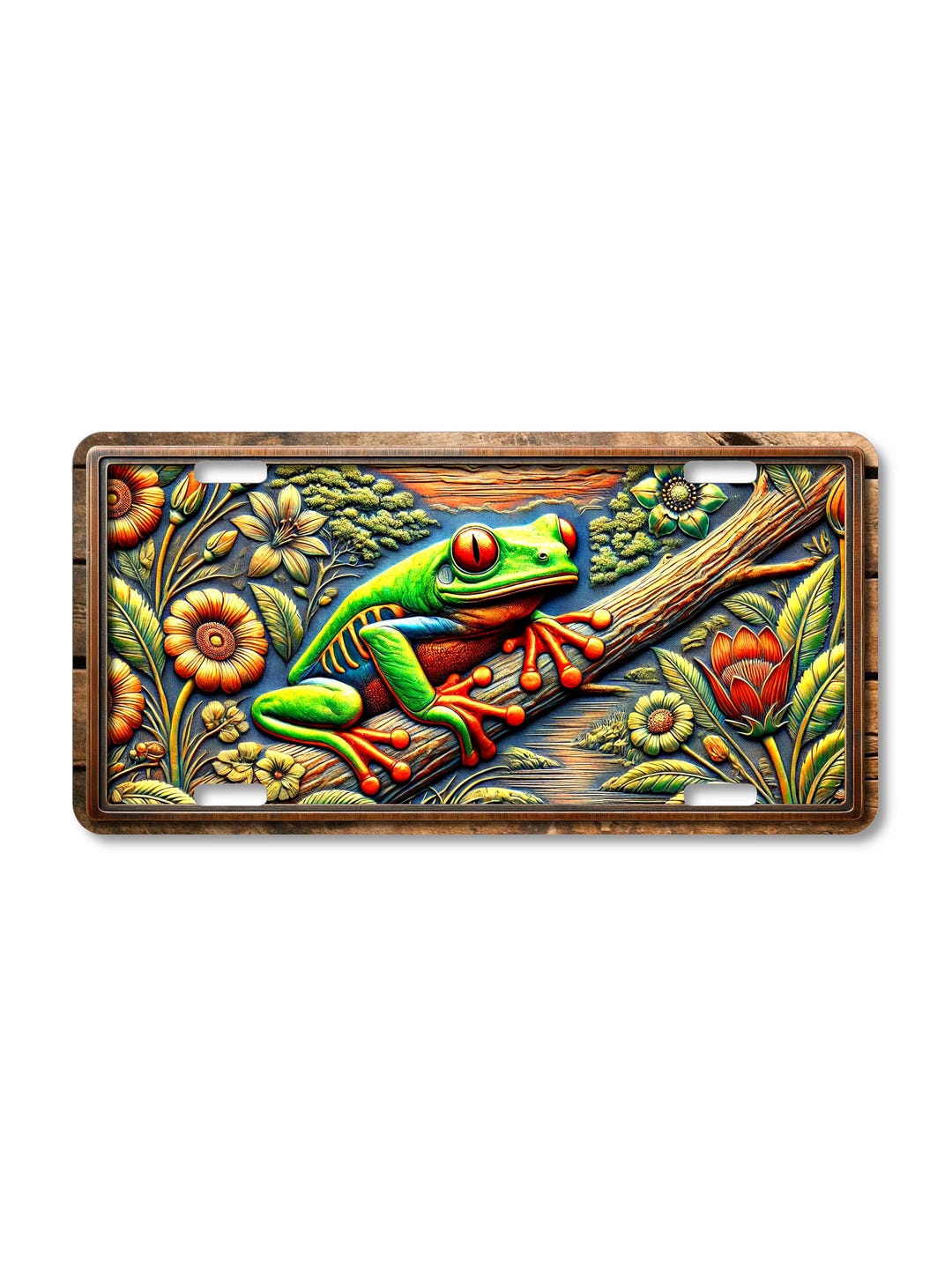 Vibrant Tree Frog License Plate – Tropical Rainforest Wildlife Art for ...