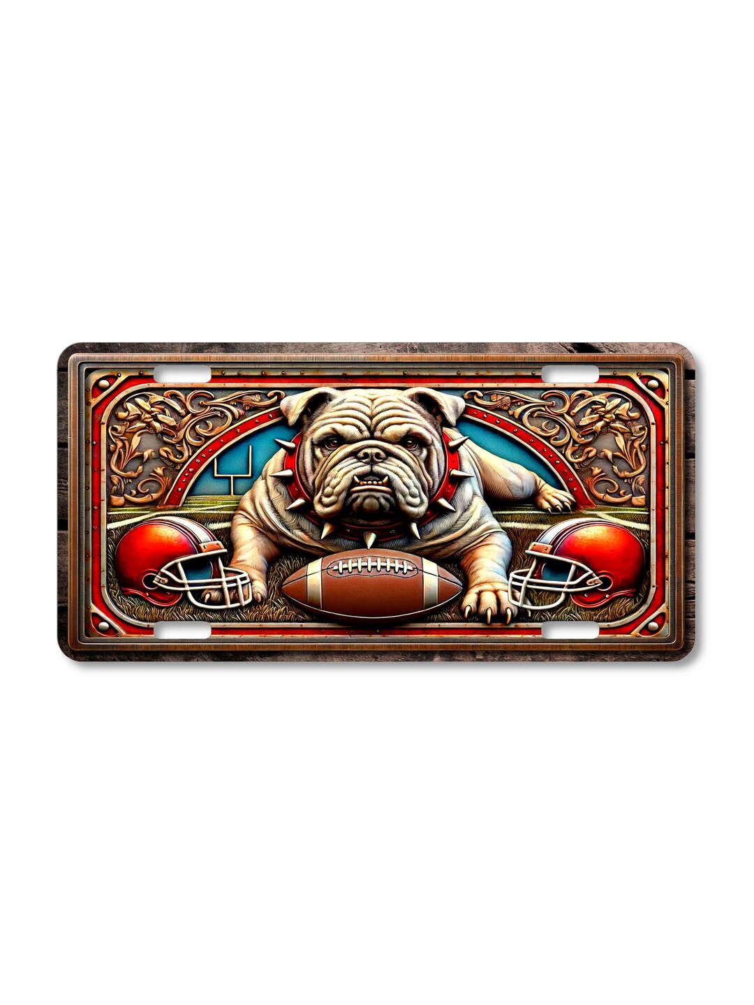 Bulldog Football Aluminum License Plate: Bold Sports Design - Etsy