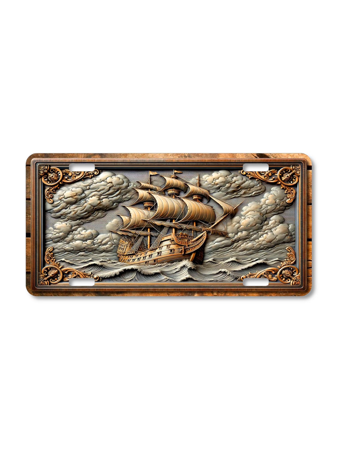 Magnificent Sailing Ship License Plate – Flat Printed Design – Nautical ...