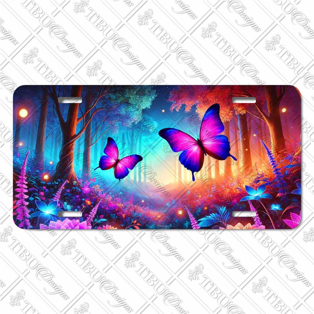 Vibrant Butterfly Wonderland License Plate - Sublimation Printed ...