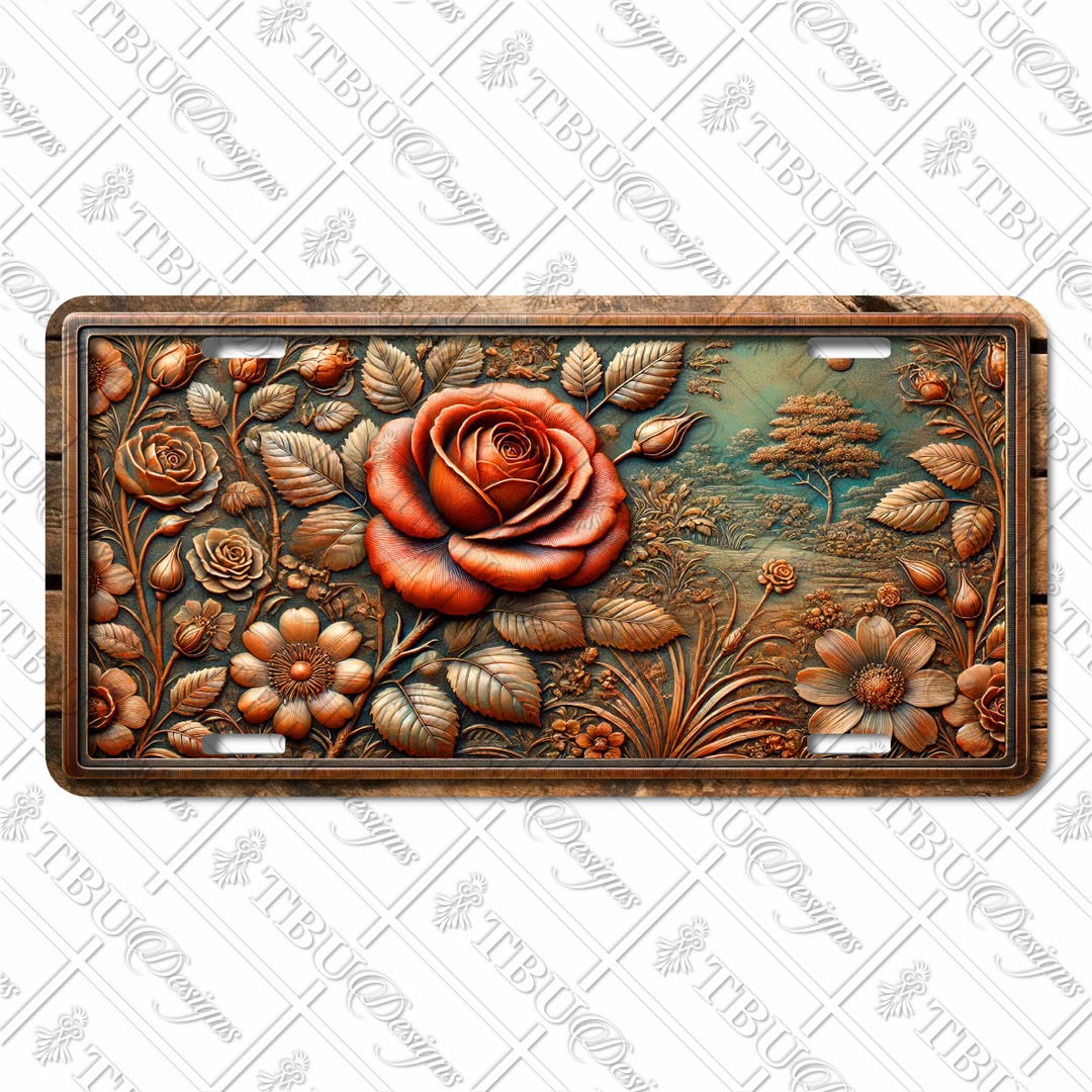 Elegant Rose Garden Sublimation Printed Aluminum License Plate ...
