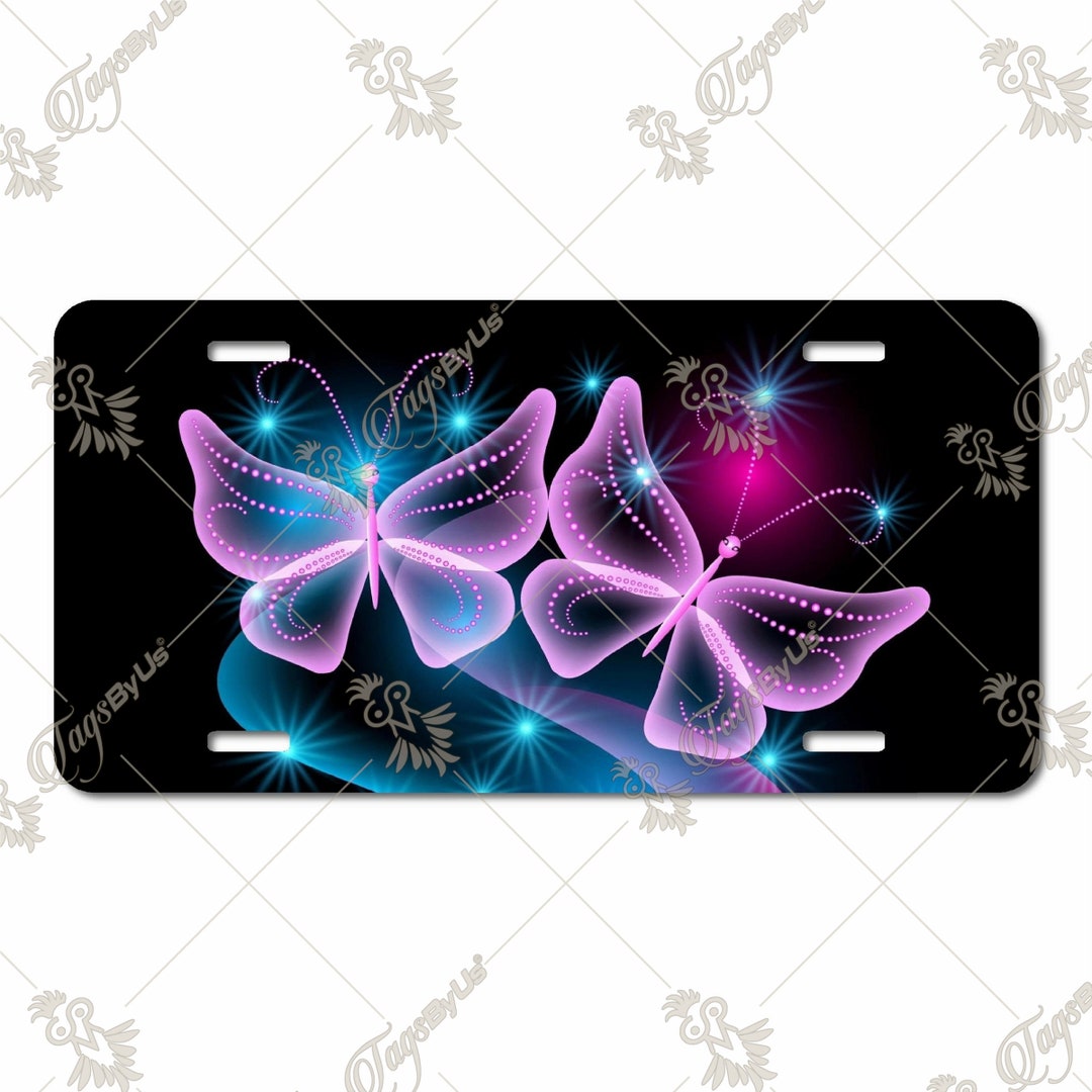 Neon Butterflies License Plate With Optional Matching Key Chain - Etsy