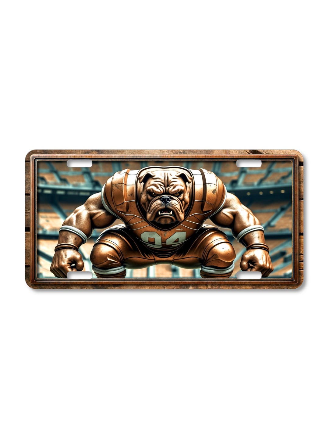 Bulldog Football Mascot License Plate: Embossed-look Metal Car Tag - Etsy