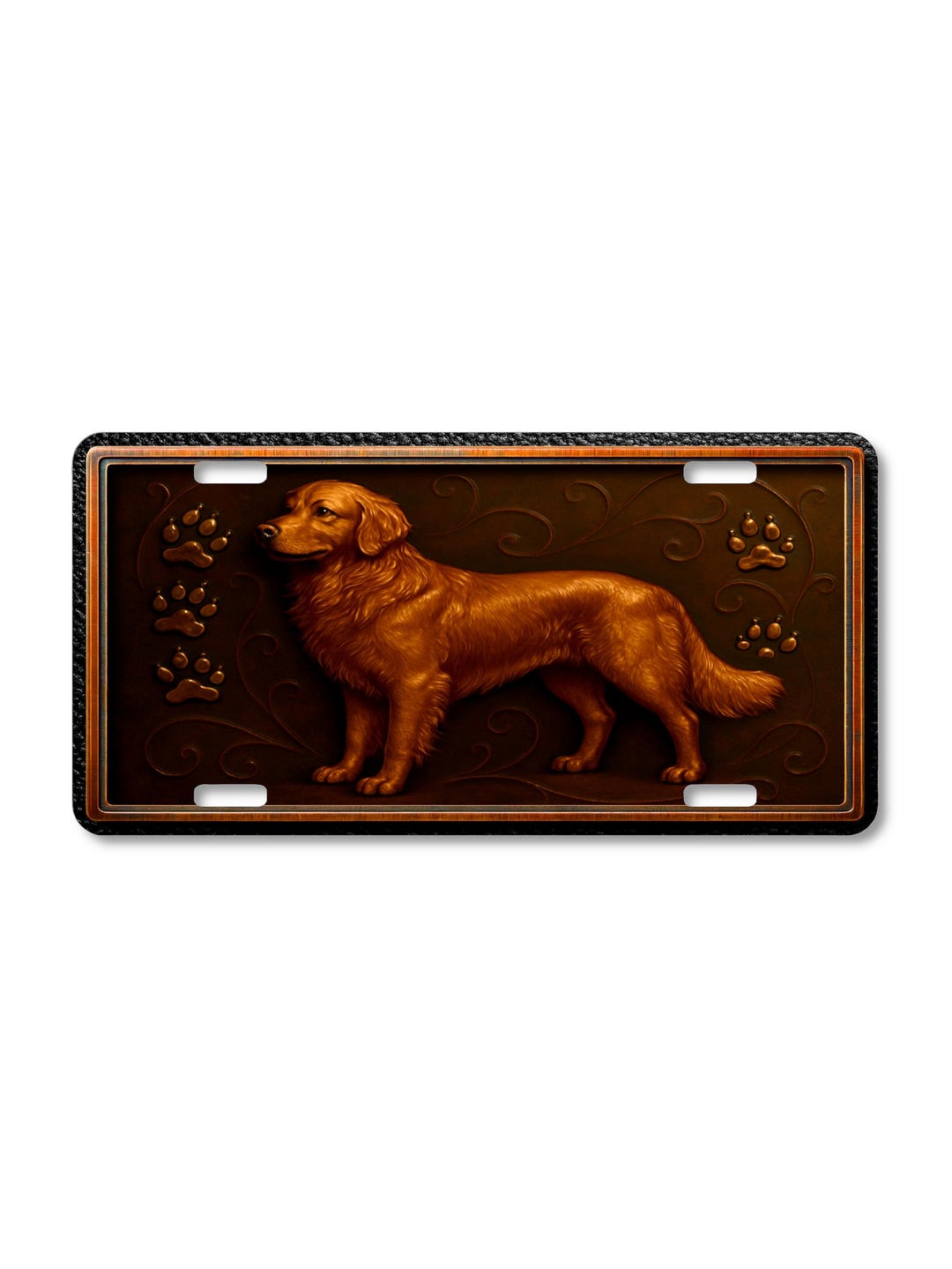 Golden Retriever License Plate: Copper-style Dog Art, Sublimated ...