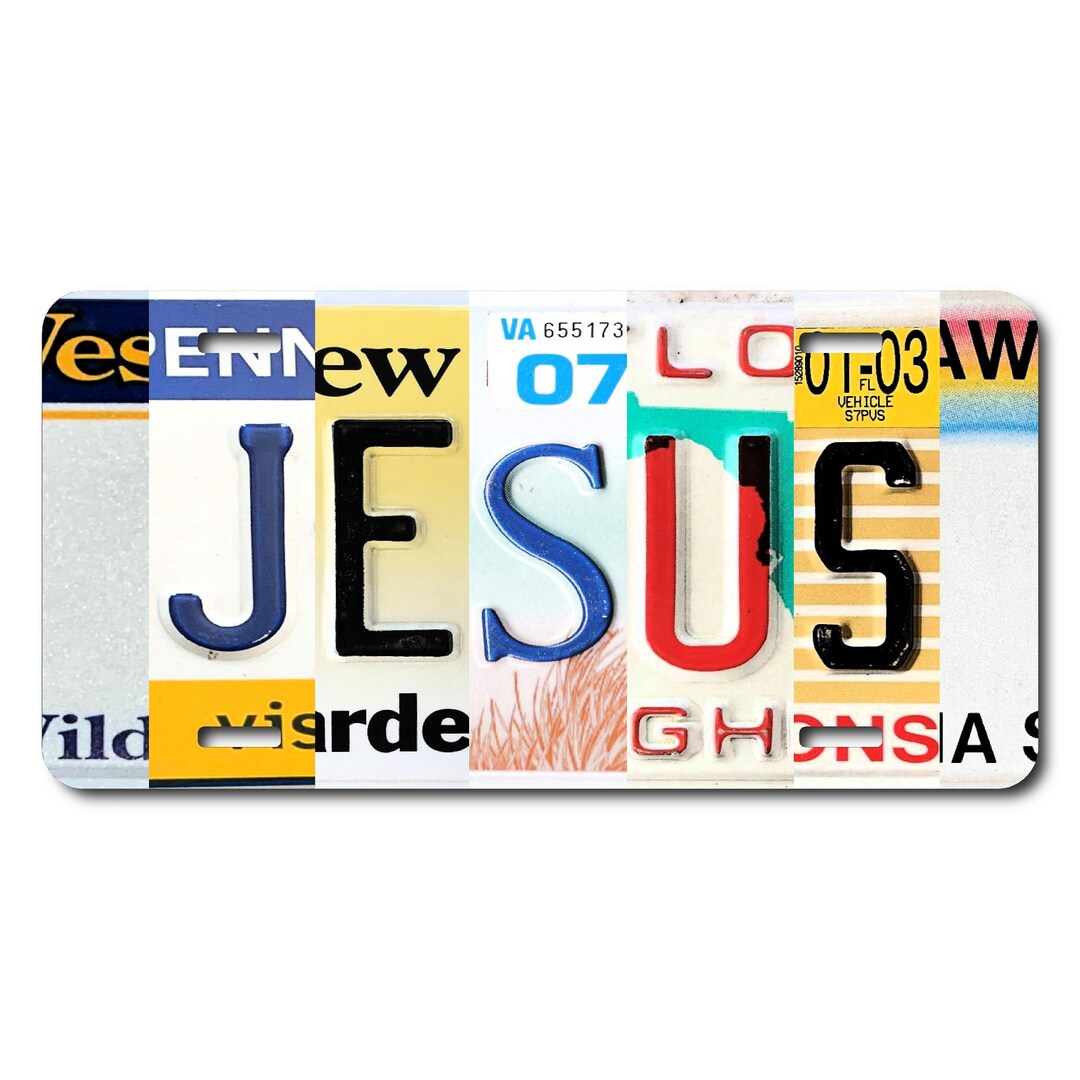 Jesus License Plate – Inspirational Letter Art Aluminum Car Tag Wall ...