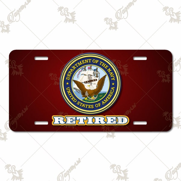 Navy Retired License Plate Frame - Etsy