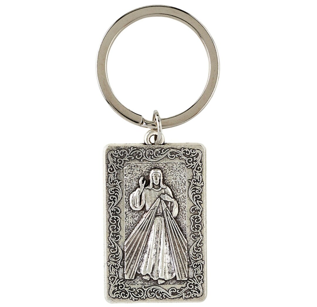 Divine Mercy Scroll Border Religious Holy Miraculous Medal Silver Tone ...