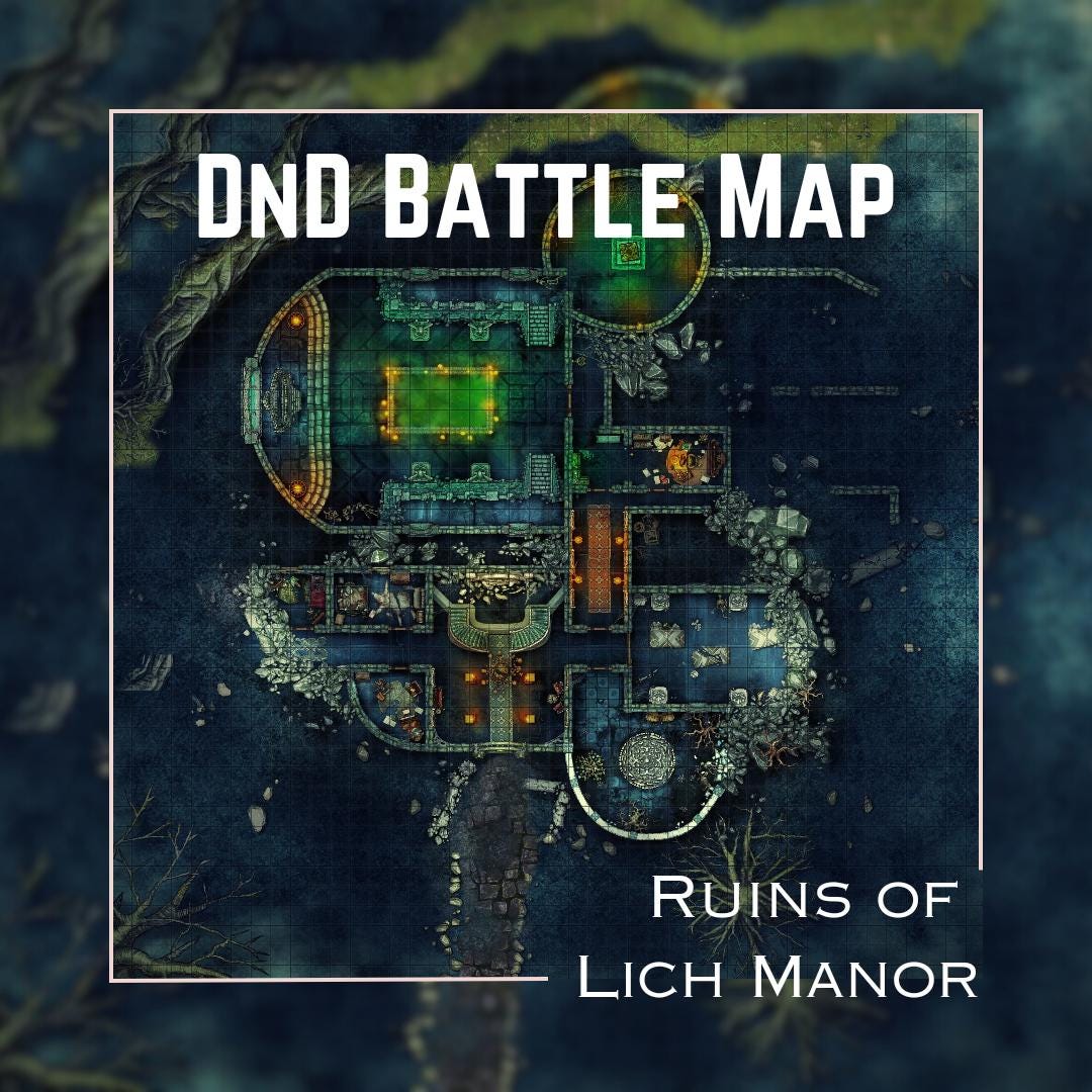 Dnd Battle Map Roll20, Owlbear Rodeo - Ruins of Lich Manor - Secret ...