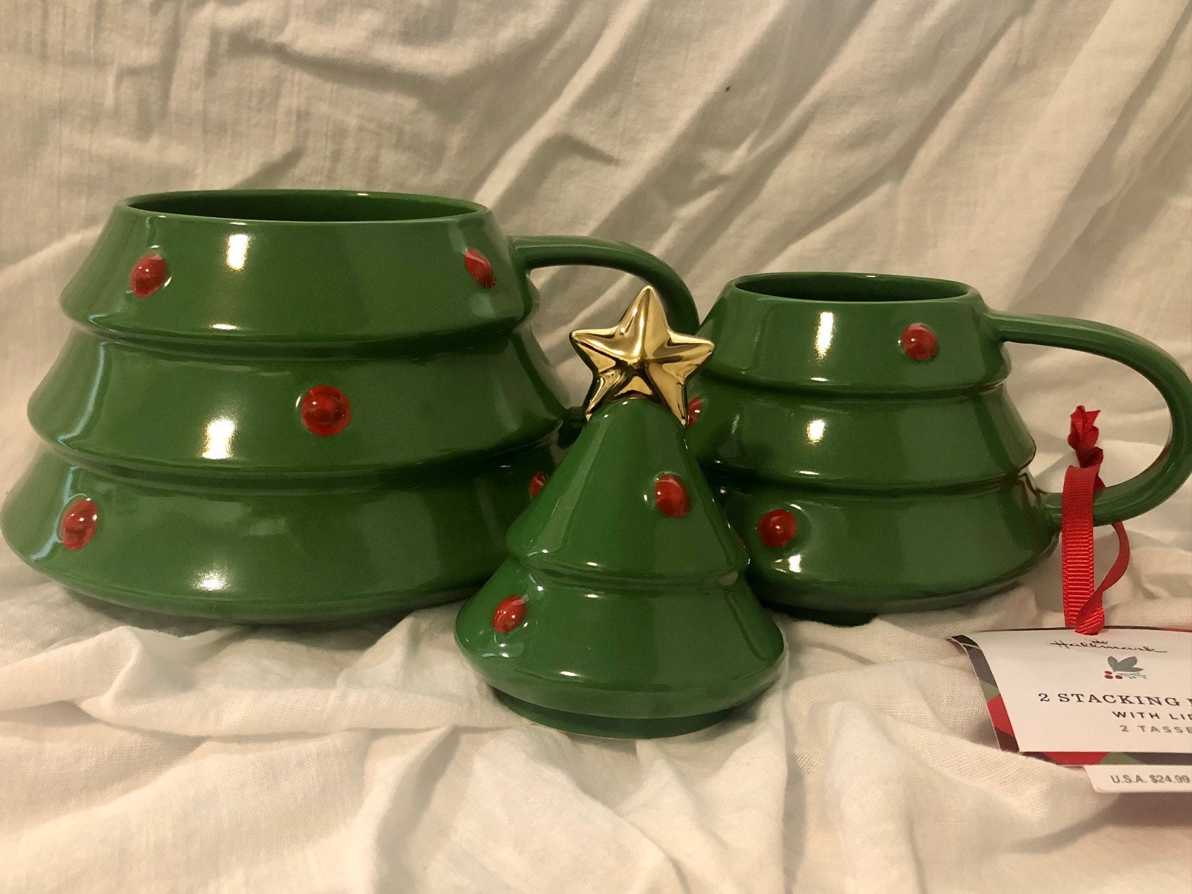 Hallmark Ceramic Christmas Tree Mug Set NWT - Etsy