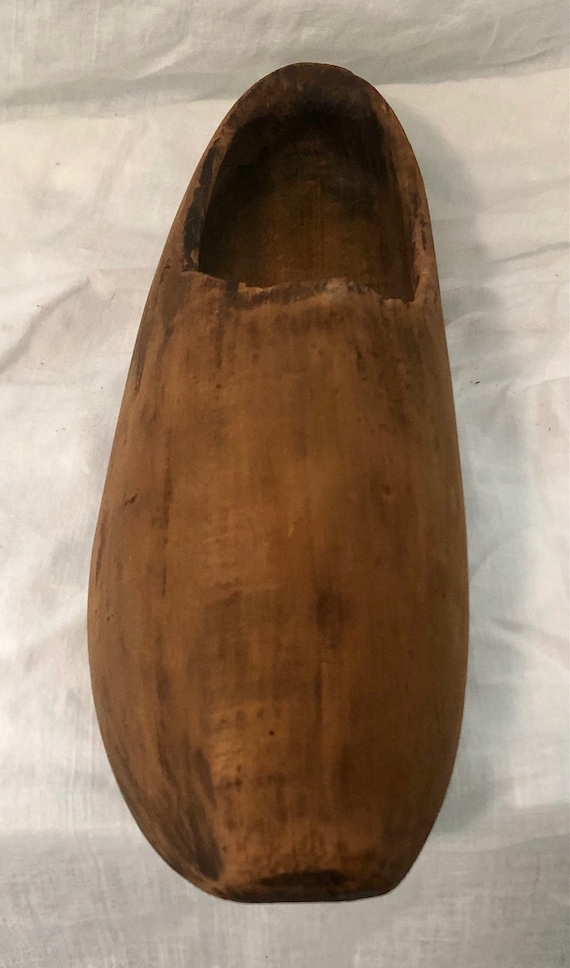 Antique Large Hand Carved Wooden Shoe Clog - Gem