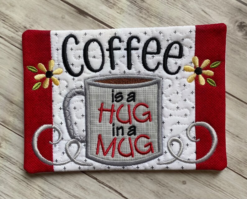 New COFFEE is a HUG in a MUG rug Mug. Coaster, Gifts for Coffee ...