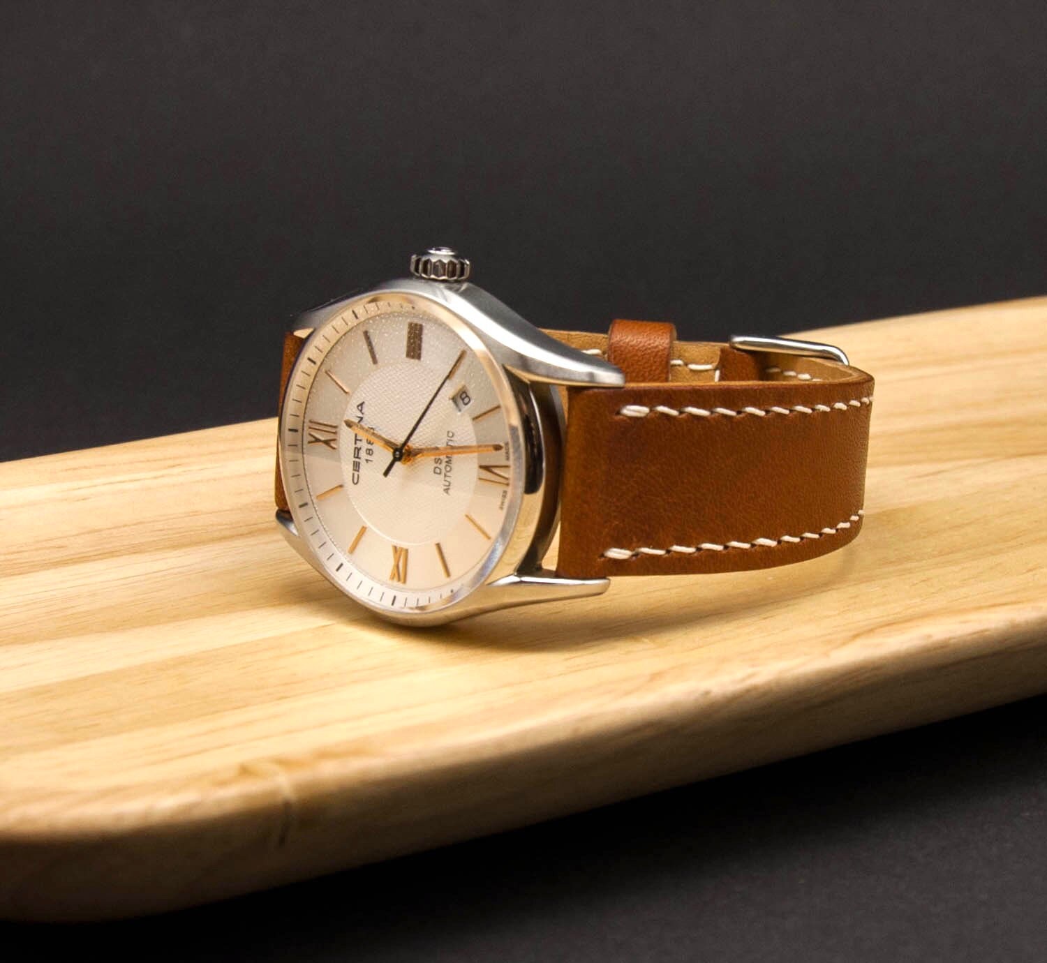 Leather Watch Band, Badalassi Carlo Wax Cognac Watch Strap, Handmade in ...