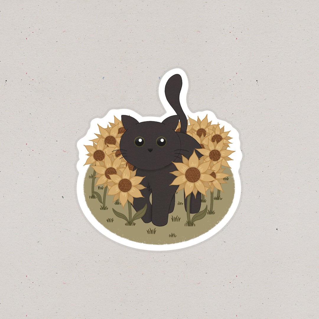 Sunflower Kitty Sticker - Etsy