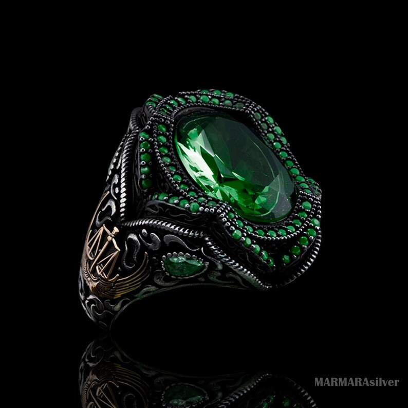 Turkish Handmade 925 Sterling Silver Jewelry Green Zircon - Etsy