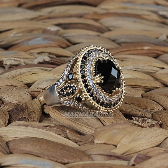 925K Sterling Silver Turkish Handmade Jewelry Zircon Black | Etsy