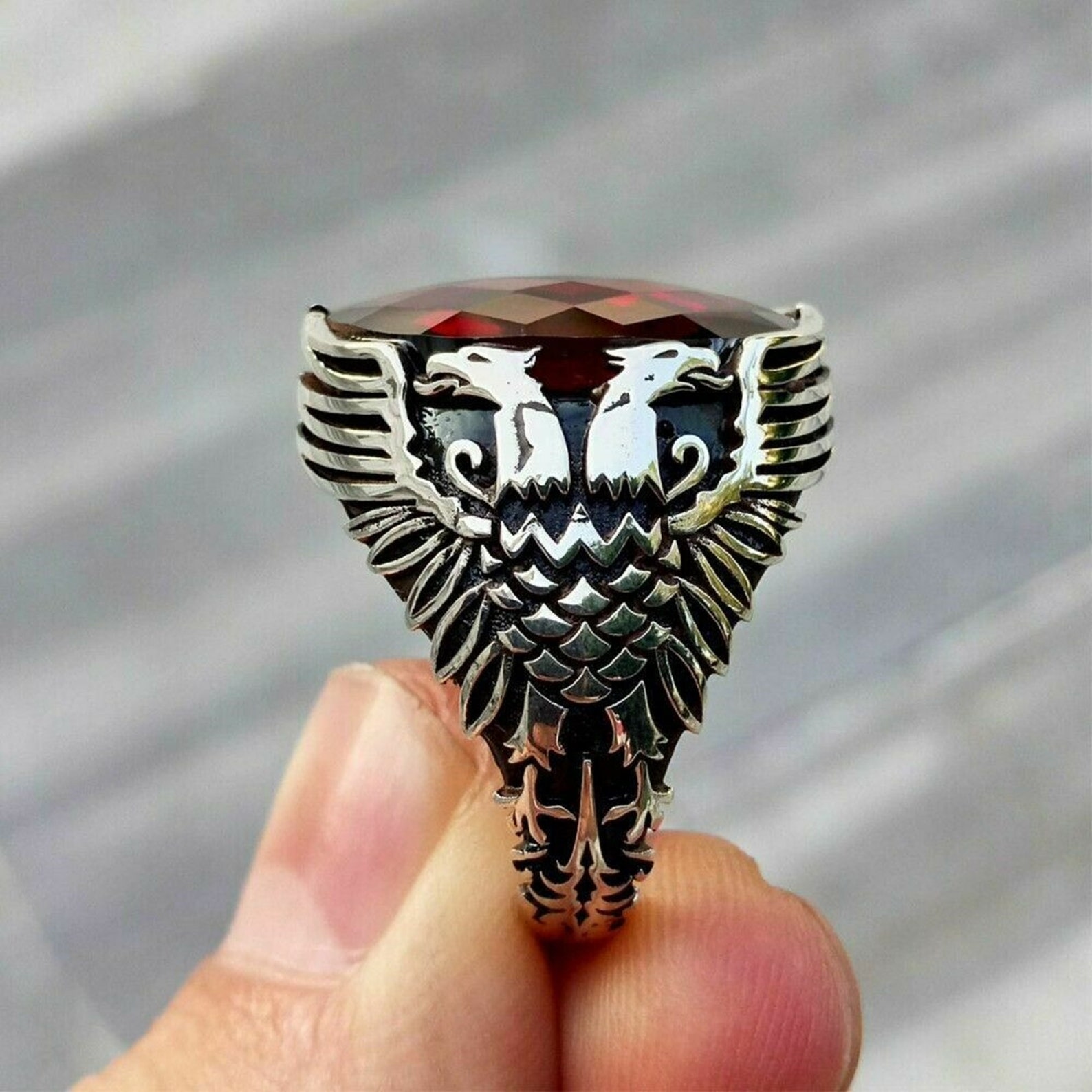 Turkish Handmade Jewelry 925 Sterling Silver Red Zircon | Etsy