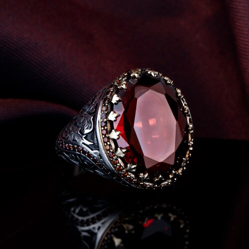 Men's Ruby Stone Silver Ring Handmade Jewelry Men Oval - Etsy