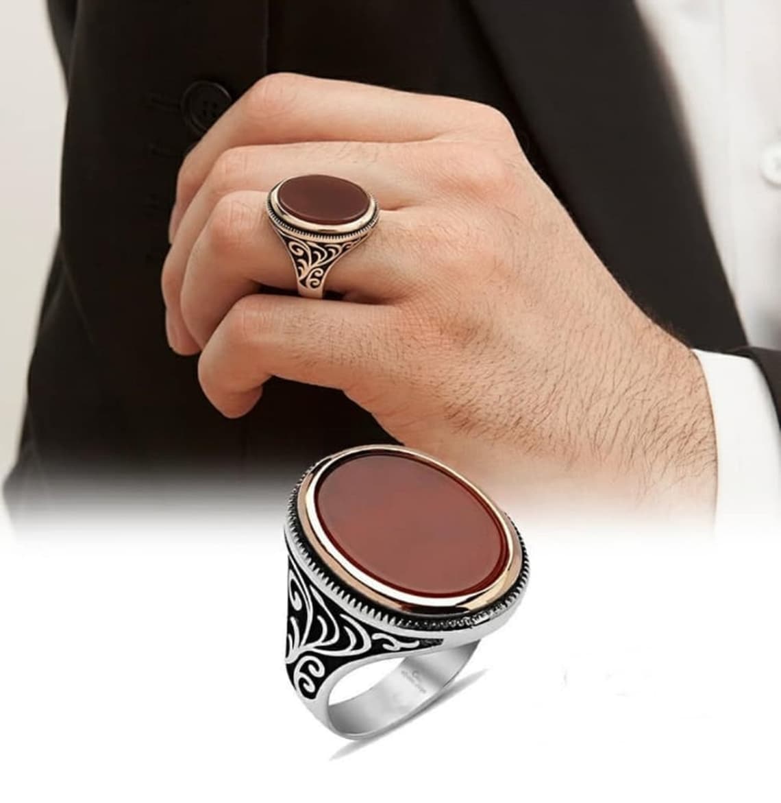 Men's Ring Turkish 925 Sterling Silver Handmade Jewelry - Etsy