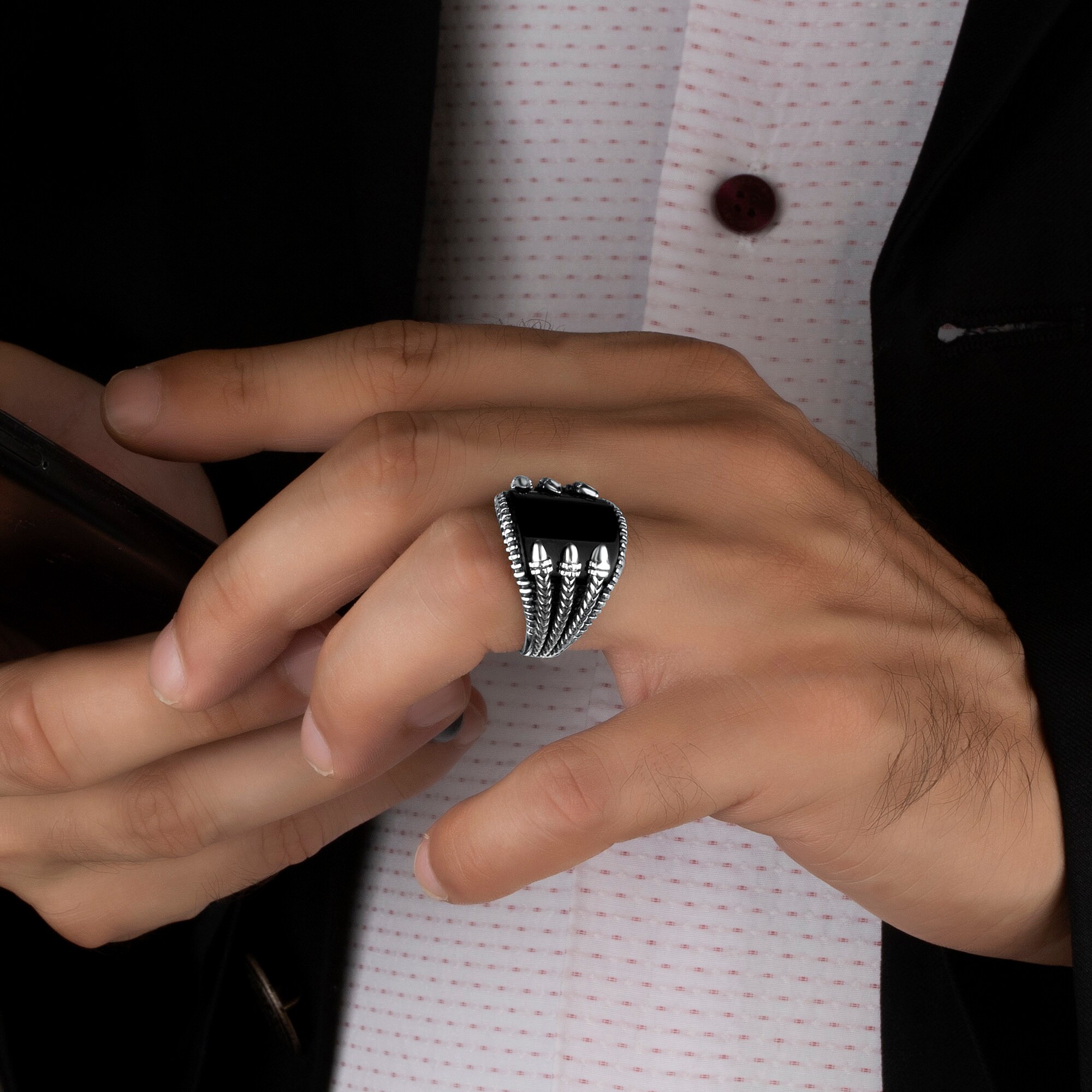 Men's Ring Turkish 925 Sterling Silver Handmade Jewelry - Etsy