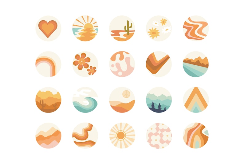 20 Instagram Highlights / IOS App Icons Covers Groovy - Etsy Canada