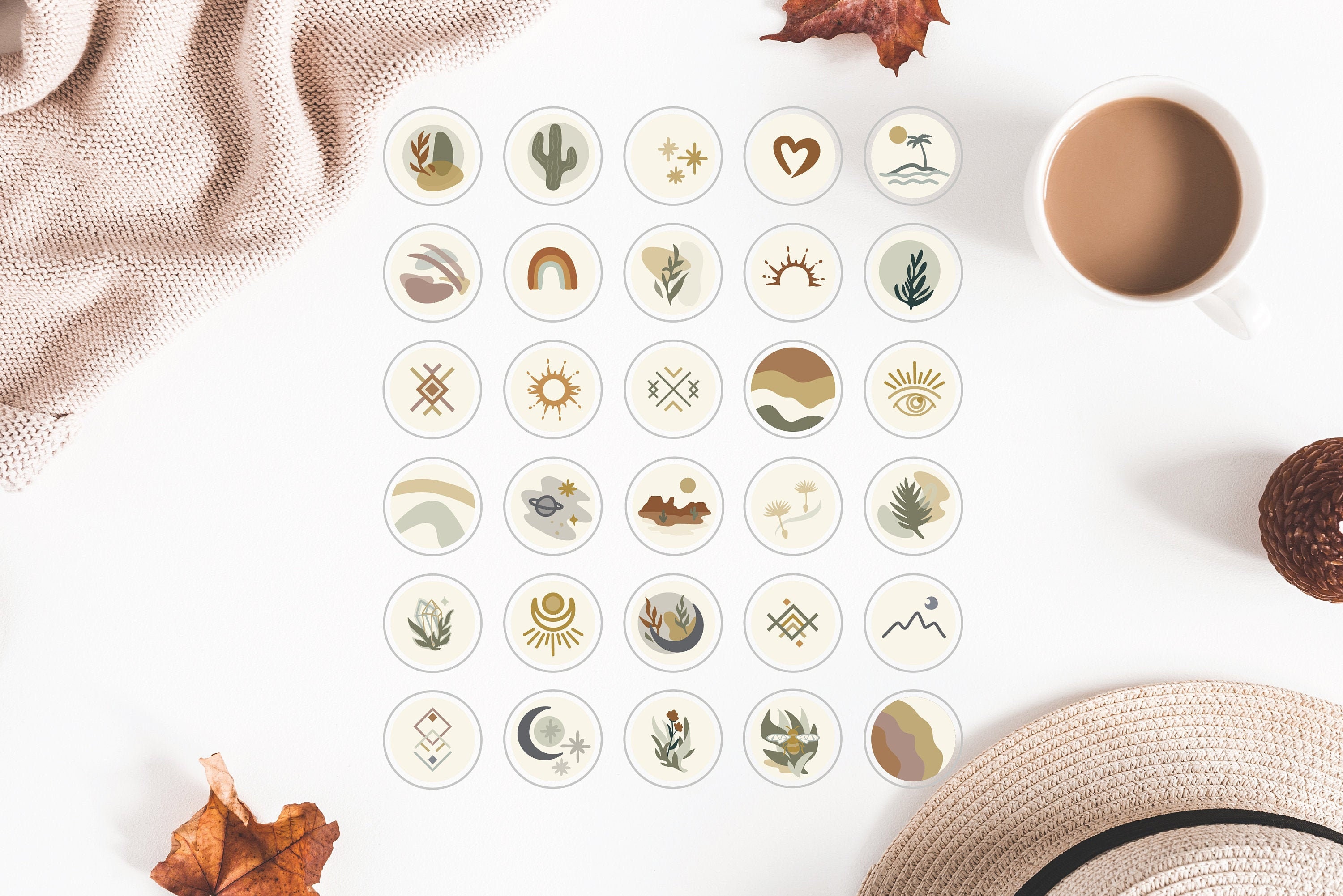 30 Instagram Highlights / App Icons Boho Abstract Covers - Etsy