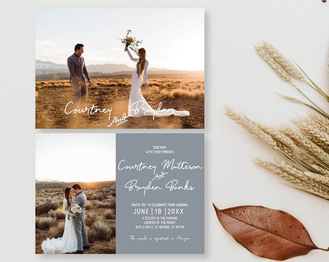 Wedding Custom Photo Invitation, Printable Template, Add Images, Fully ...