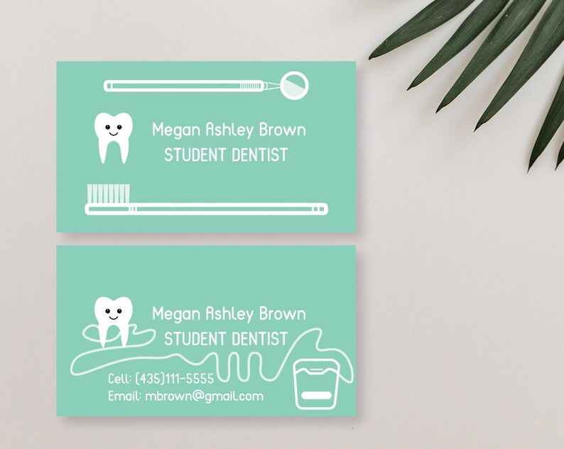 Dentistry Business Card Printable Template Student Dentist | Etsy