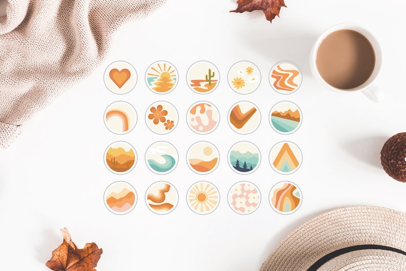 20 Instagram Highlights / IOS App Icons Covers Groovy - Etsy Canada