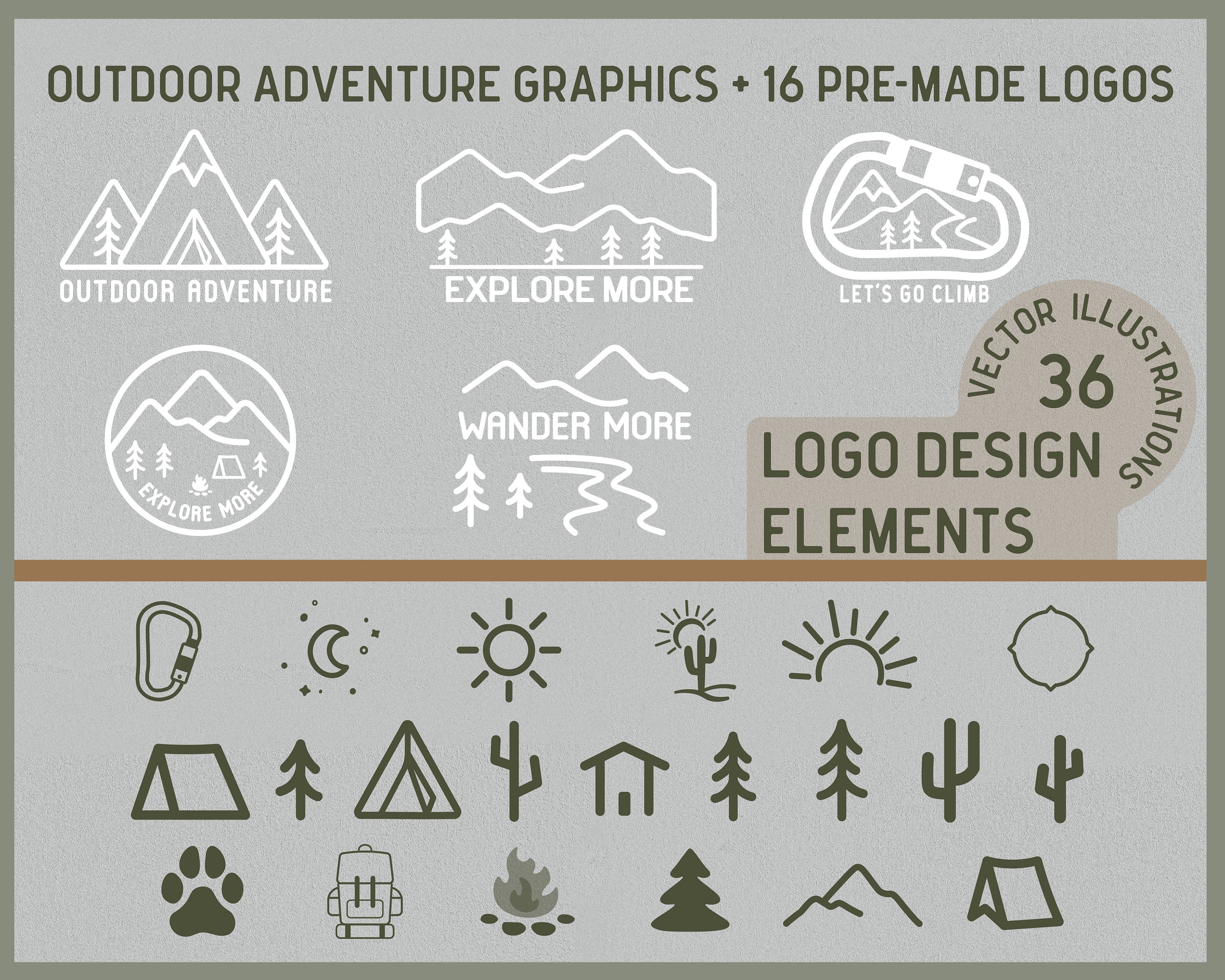 Outdoor Logo Design Pack and 36 Elements Shirts Logos - Etsy