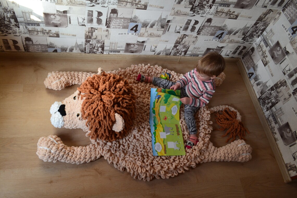Crochet Lion Rug, Safari Nursery Decor - Etsy