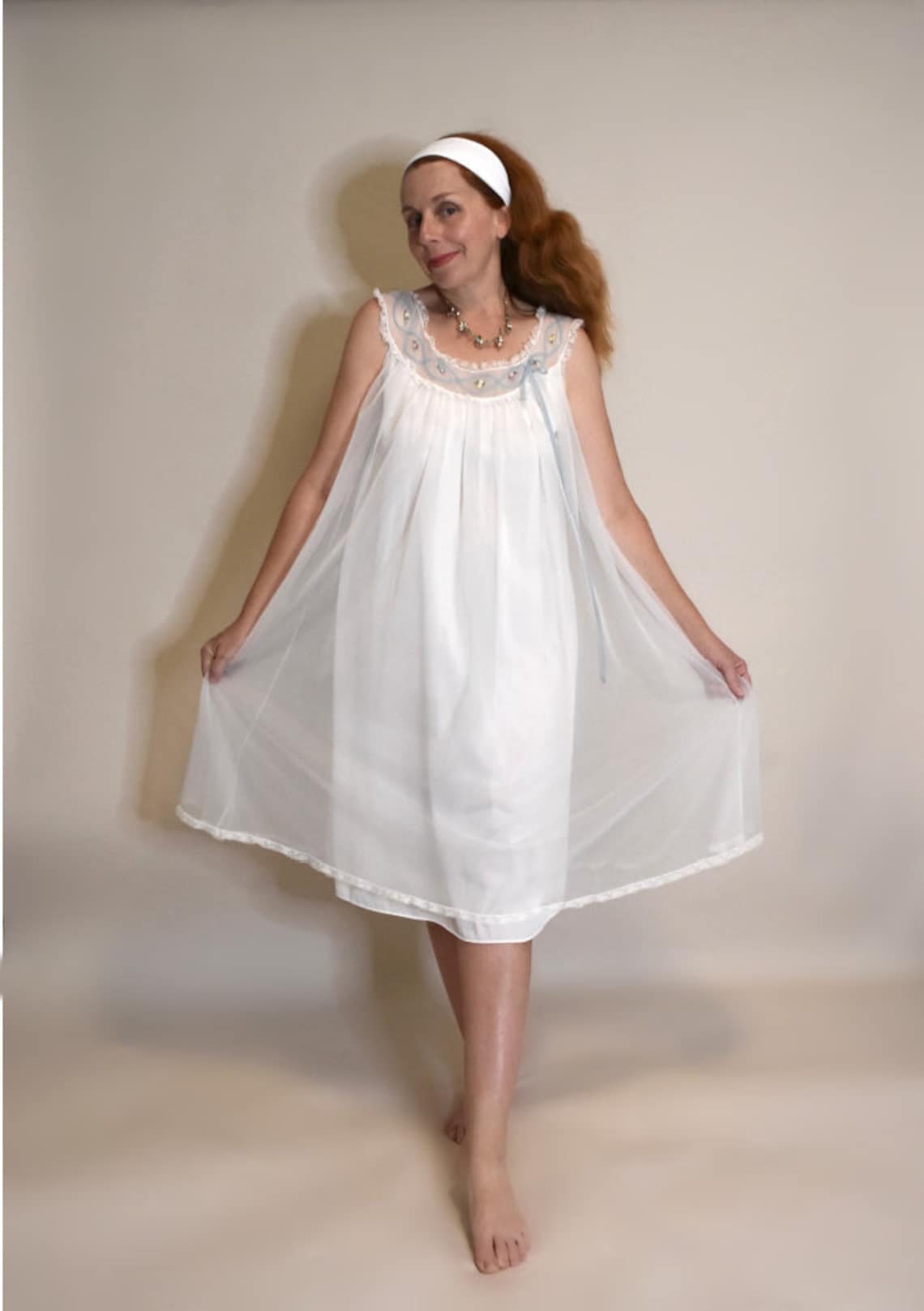 Soft And Fluffy Vintage White Nylon Chiffon Nightgown Nightie Etsy