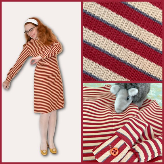 Fun Vintage 1960s Striped Mod Go Go Style Day Dress Size 14 | Etsy